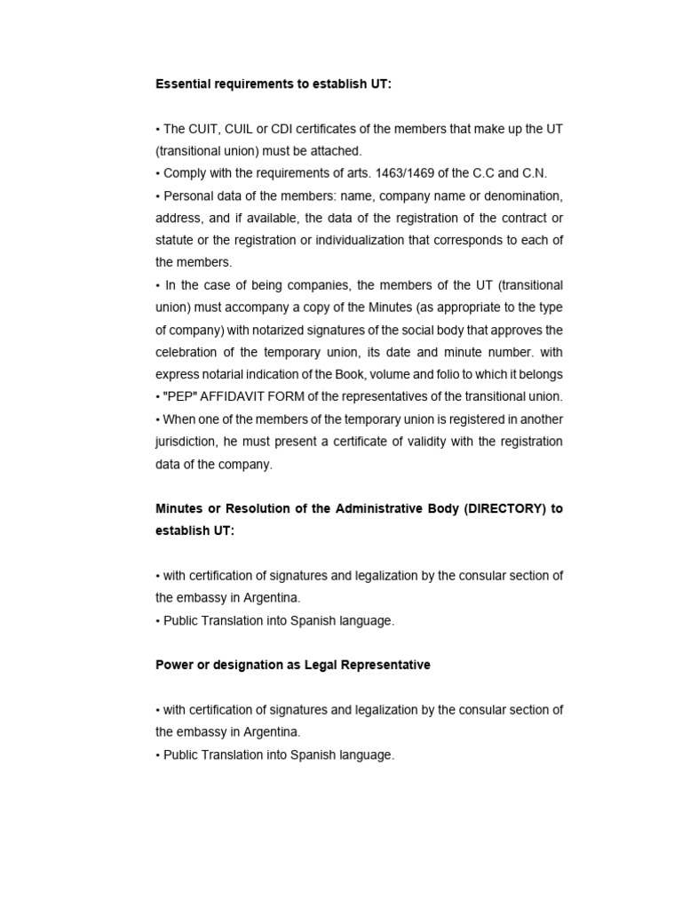 Requirements To Establish UT | PDF
