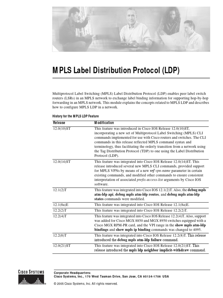 MPLS Label Distribution Protocol (LDP) : History For The MPLS LDP ... MPLS Label Distribution Protocol (LDP) : History For The MPLS LDP ...
