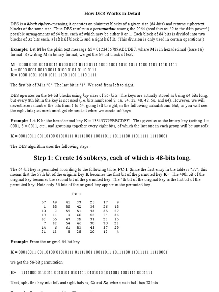 How the DES Encryption Algorithm Works in Detail | PDF | Key ...