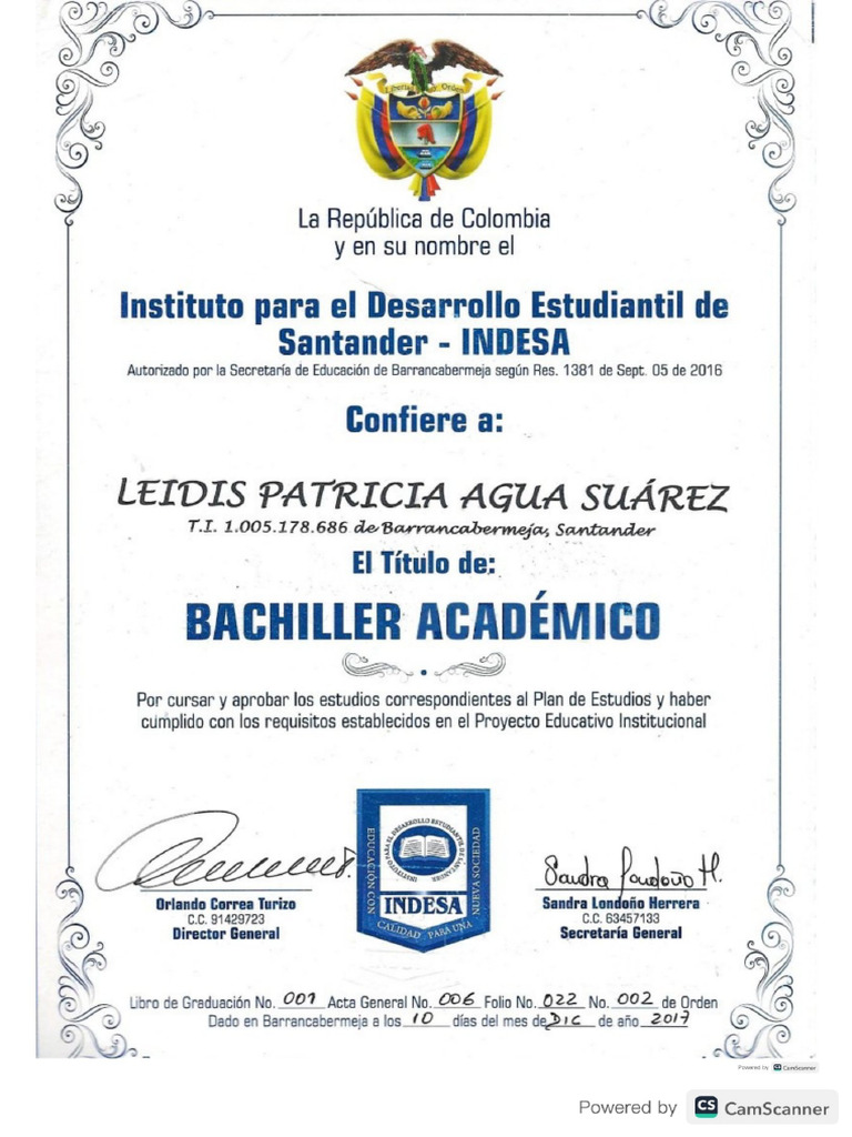 cartón de bachiller | PDF