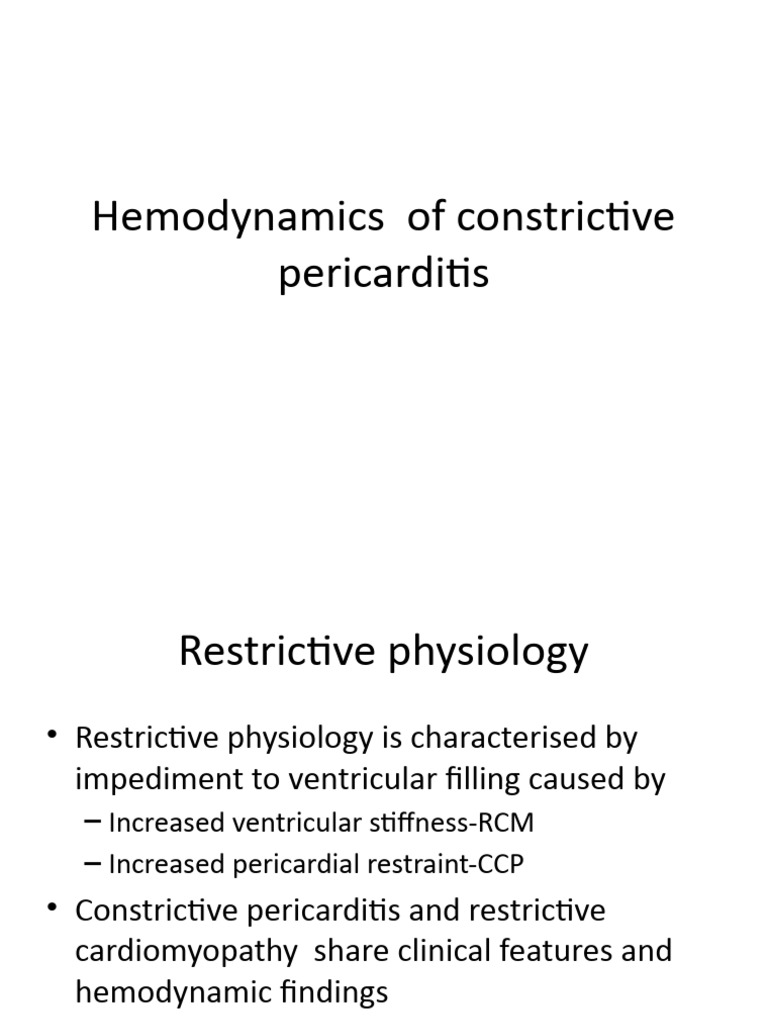 Hemodynamics of Constrictive Pericarditis - DR Deepak Raju | PDF | Diastole | Heart