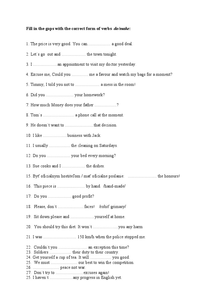 Do or Make Exercise | PDF | Home & Garden