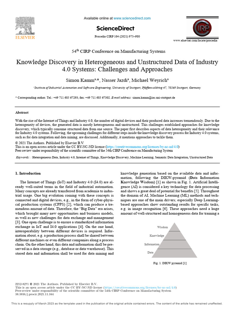 Knowledge Discovery in Heterogeneous and Unstructured Data of Industry ...