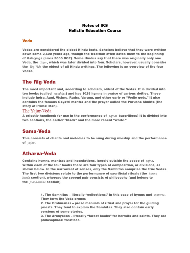 IKS Notes | Download Free PDF | Vedas | Upanishads