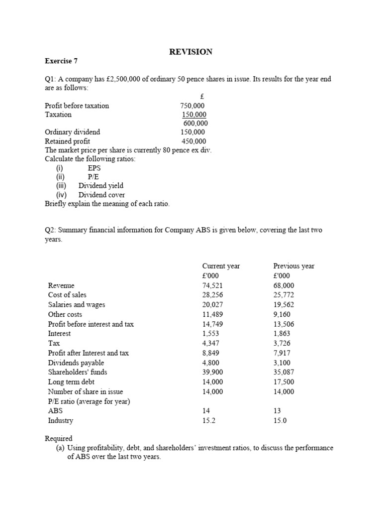 REVISION - E7 | PDF | Dividend | Equity (Finance)