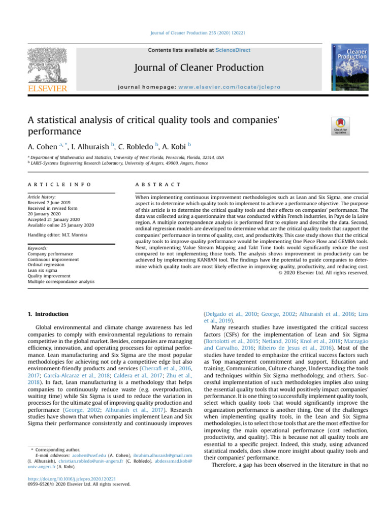 Critical Quality Tools for Company Performance | PDF | Six Sigma ...