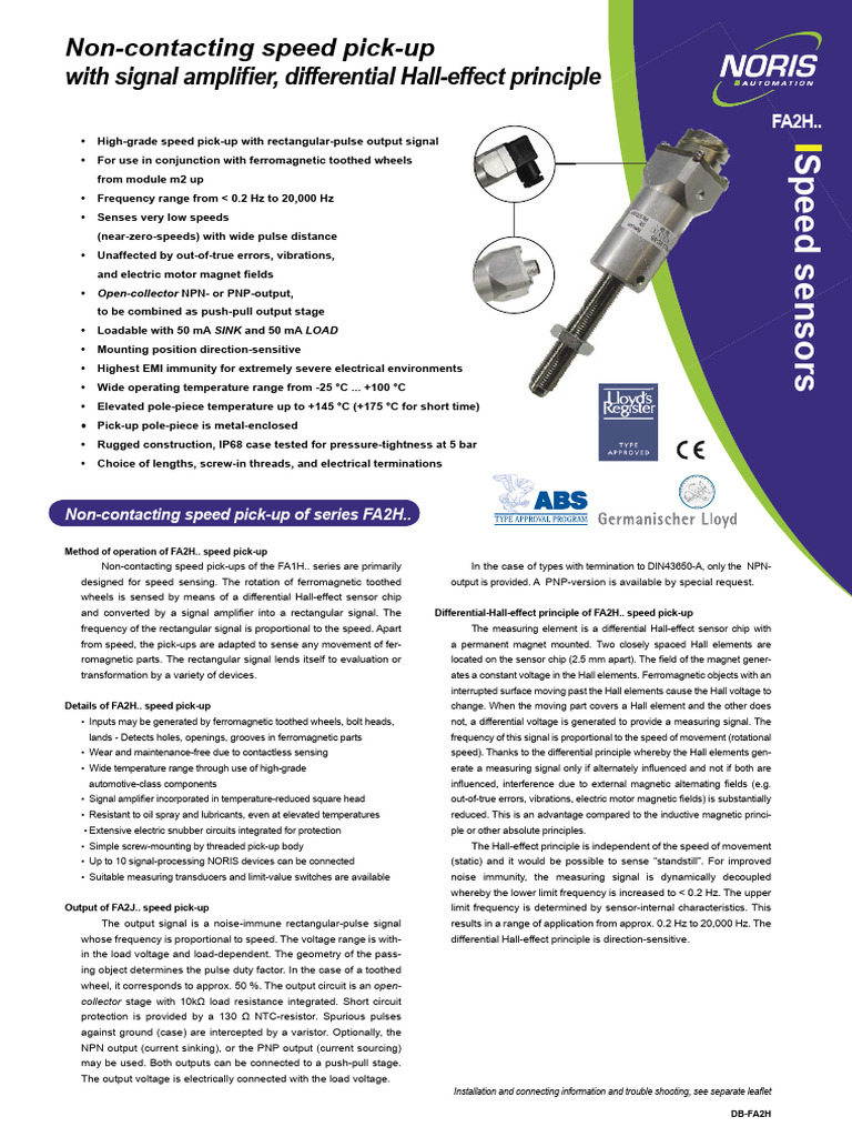 Noris Speed Sensor Db-Fa2h-E | PDF | Bipolar Junction Transistor ...