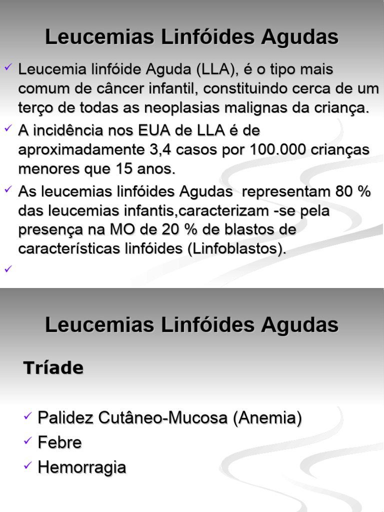 Leucemia Linfóide Aguda pps2024 | PDF | Leucemia | Linfócito