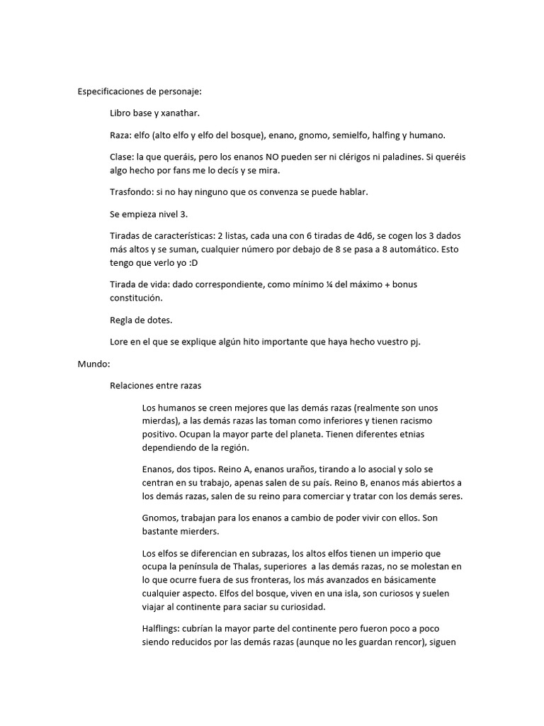 Normas Partida y Lore | PDF | Duendes