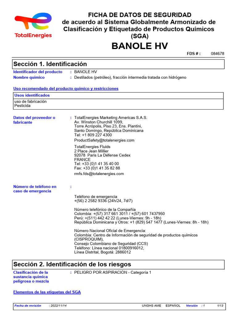 BANOLE HV - 084678 - America - Spanish - 20221114 2022 | PDF | Residuos ...