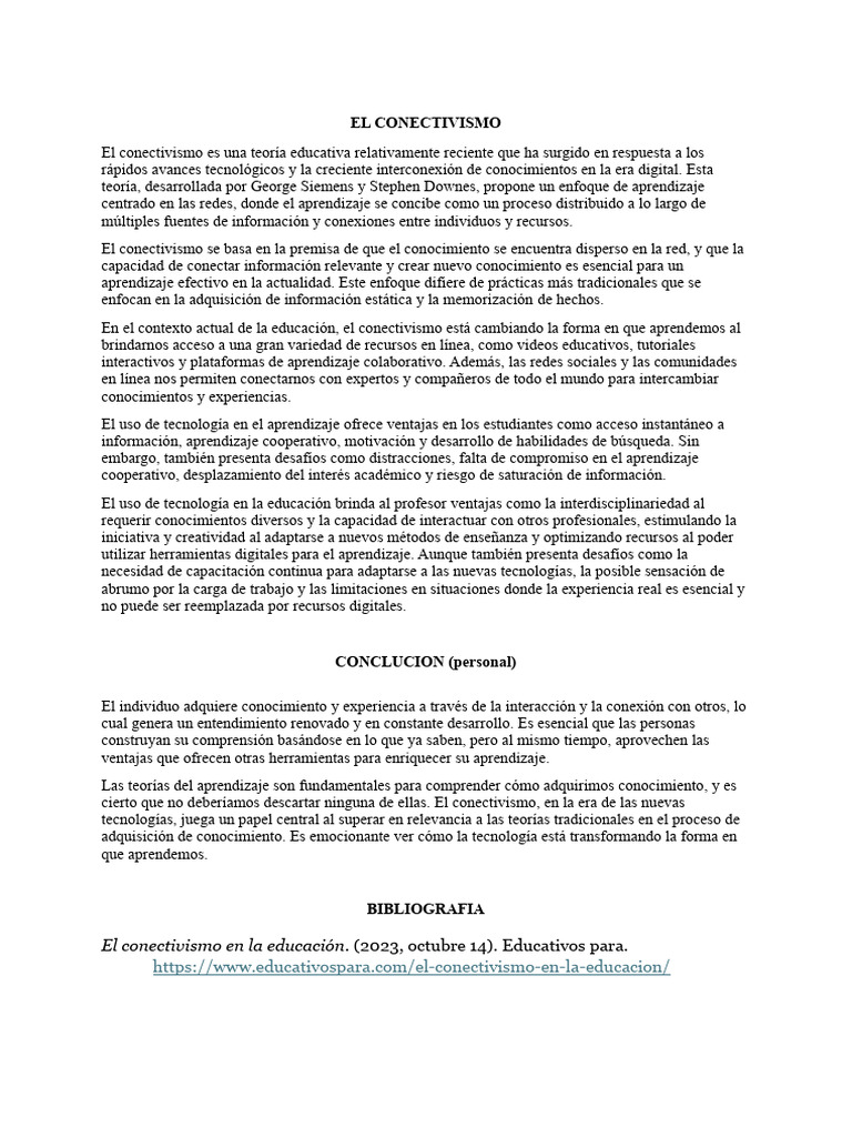 El Conectivismo | PDF | Aprendizaje | Internet