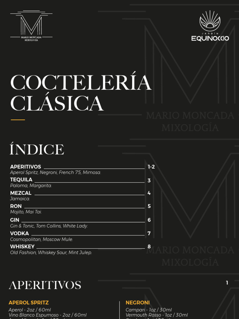 Recetario - Coctelería Clásica - Mmoncada | PDF | Bebidas alcohólicas ...