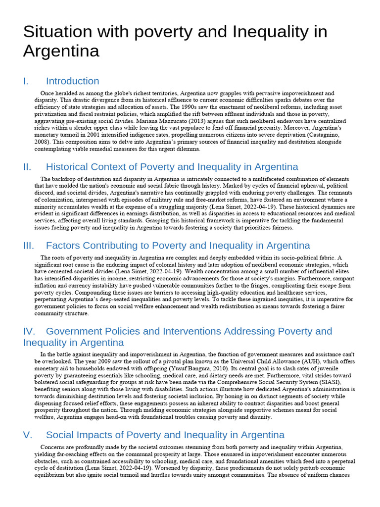 Situation With Poverty and Inequality in Argentina - Humanized | PDF ...