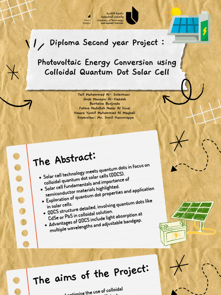Photovoltaic Energy Conversion Using Colloidal Quantum Dot Solar Cell ...