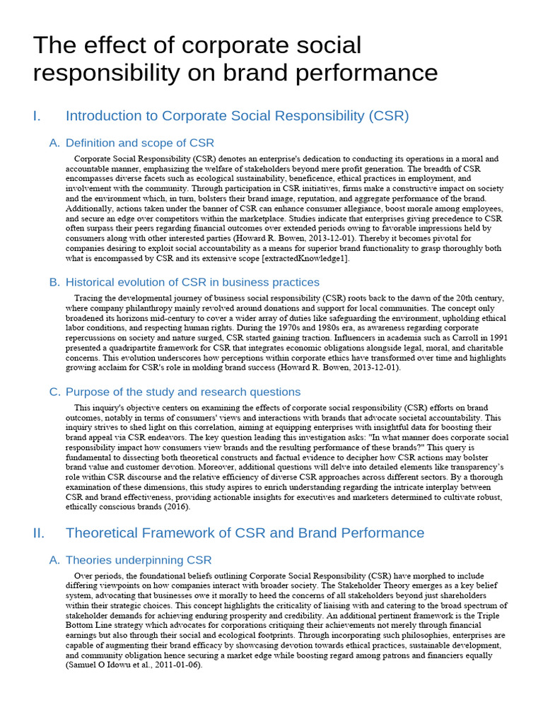 The Effect of Corporate Social Responsibility On Brand Performance ...