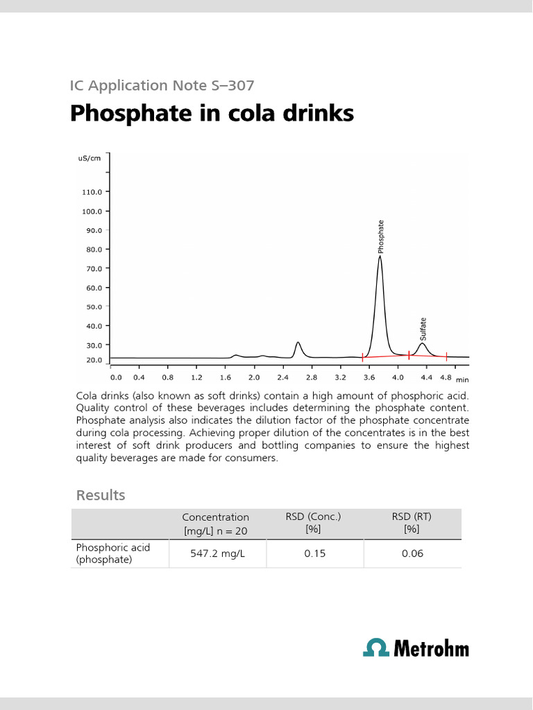 Phosphate in Cola Drinks: IC Application Note S-307 | PDF | Acid ...