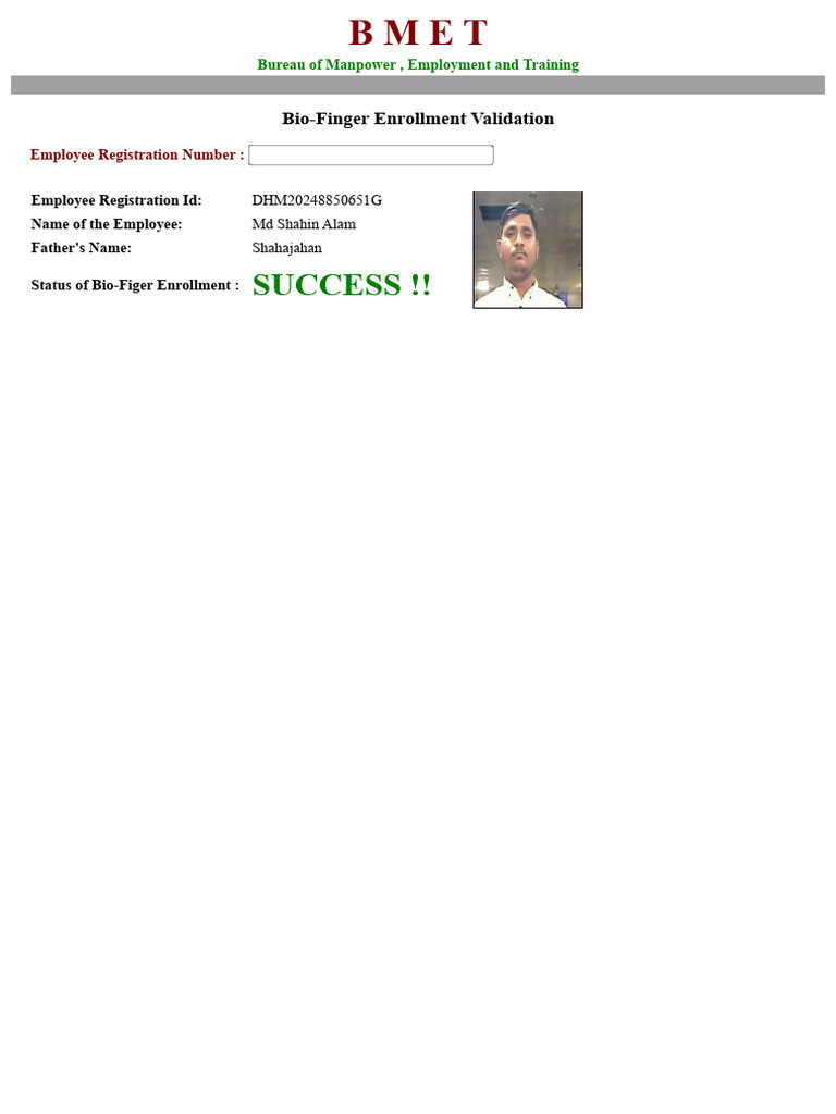 Bio-Finger Enrollment Validation | PDF