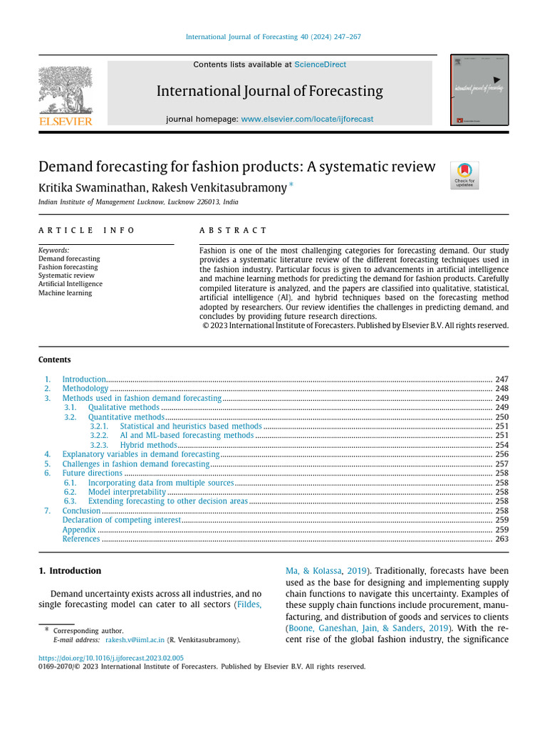 Demand forecasting for fashion products | PDF | Forecasting | Artificial Neural Network