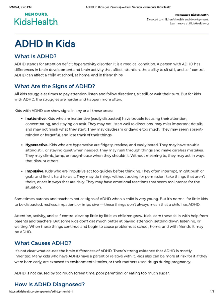 Adhd Psychoeducation | PDF