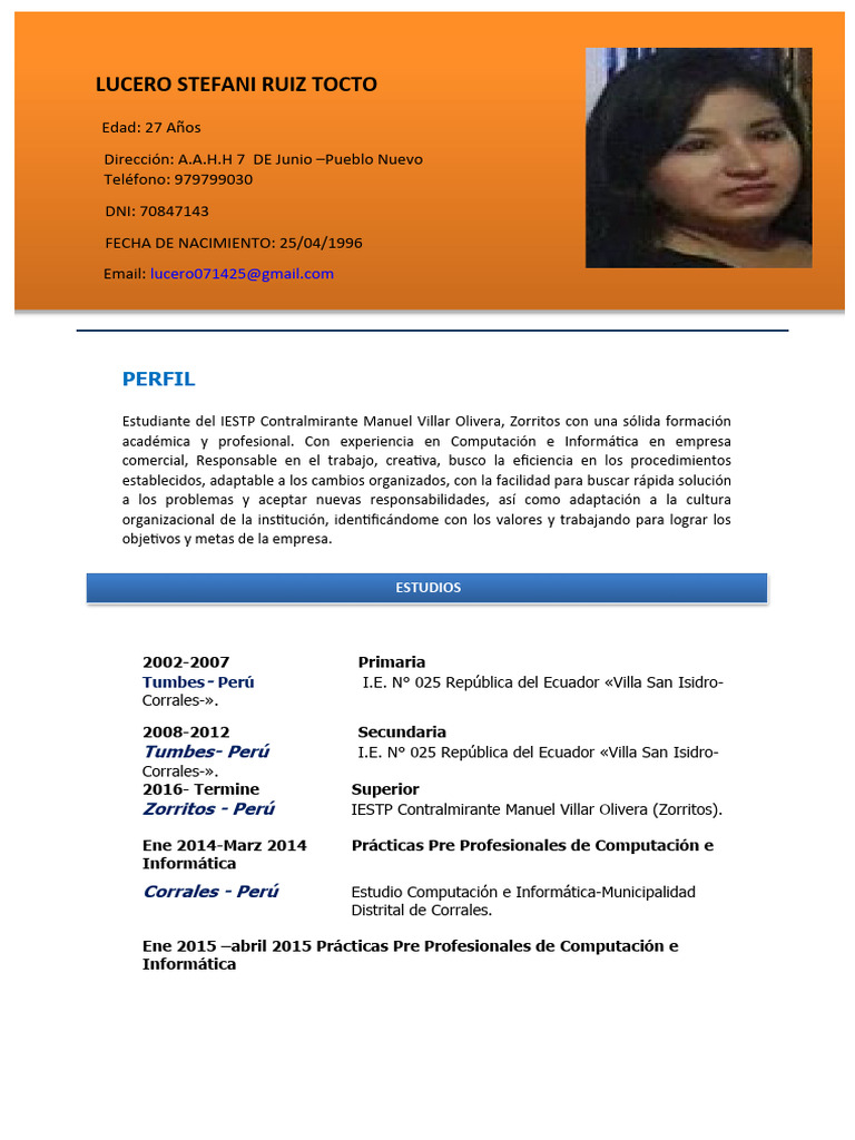 Lucero CV Nuevo | PDF | Perú | Informática