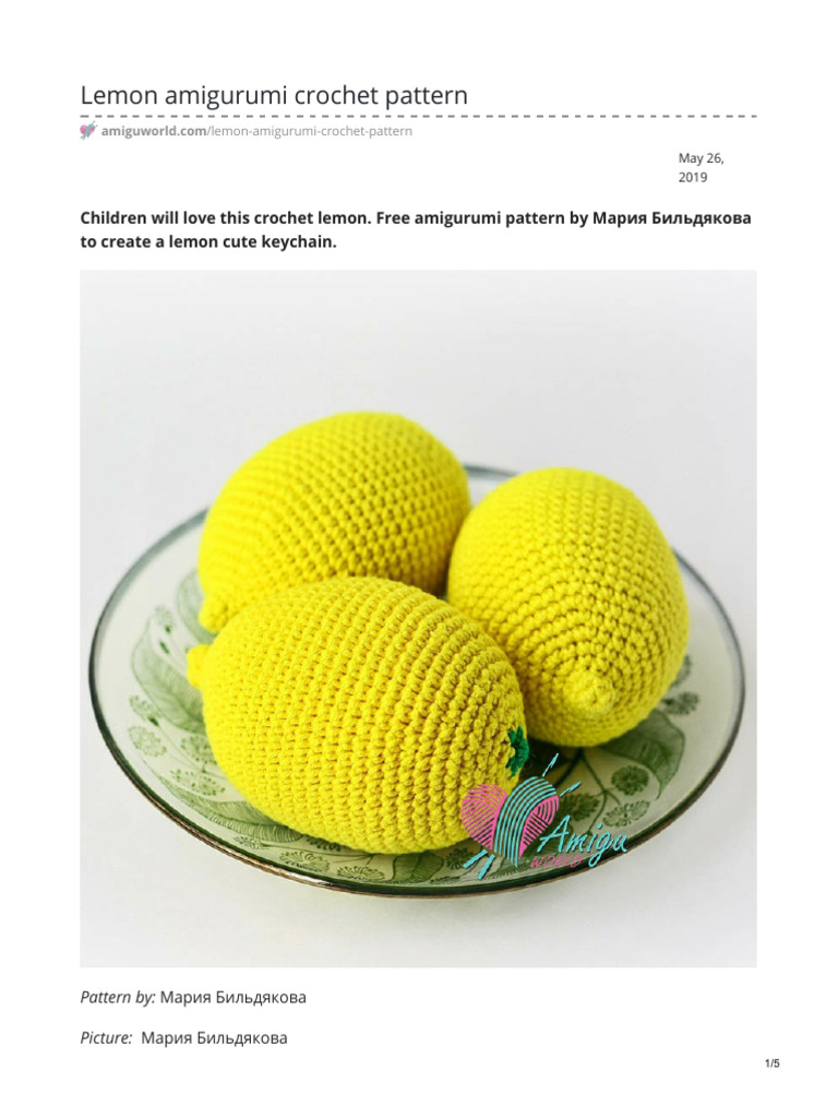 Amigurumi - Kitchen LEMON | PDF | Crochet | Amigurumi