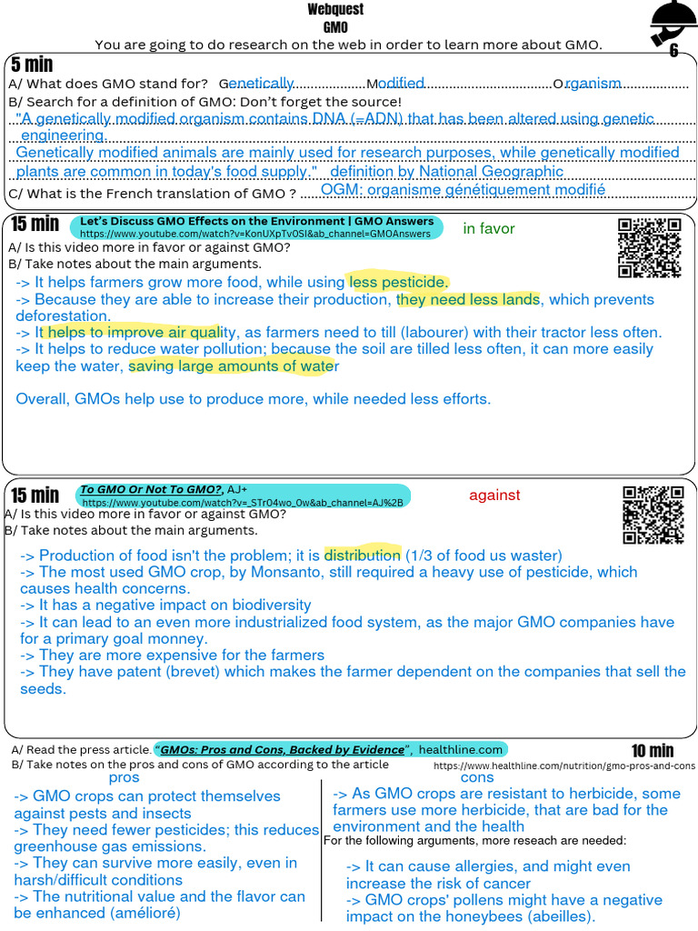 Webquest GMO Correction | PDF | Genetically Modified Organism | Genetic ...