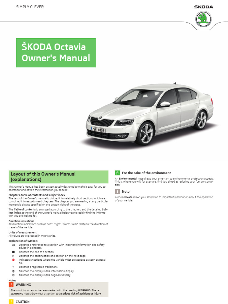 Skoda Octavia Estate Owners Manual | PDF | Manual Transmission | Seat Belt