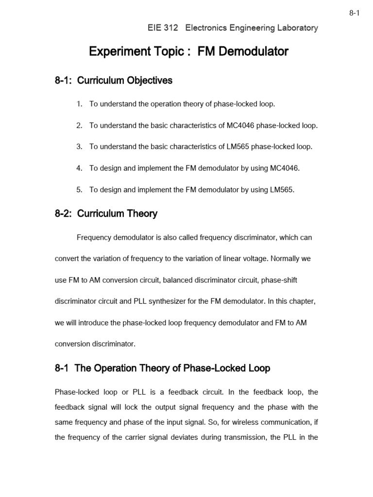 Fm Demodulation Pdf Detector Radio Frequency Modulation