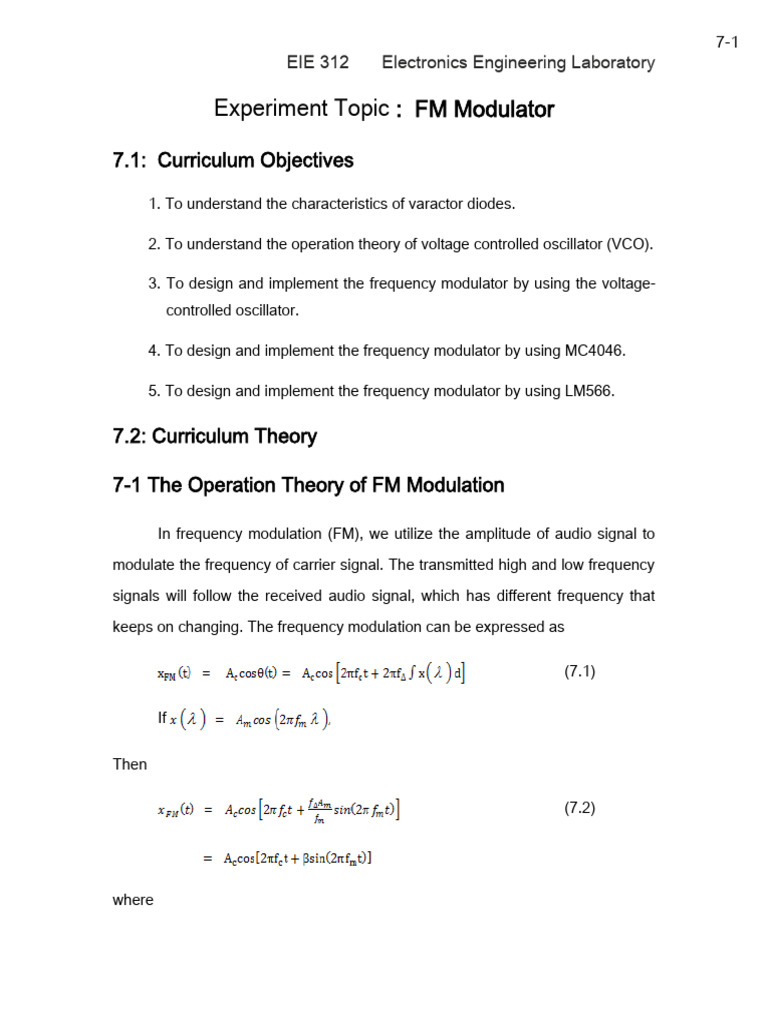 FM Modulation | PDF | Frequency Modulation | P–N Junction