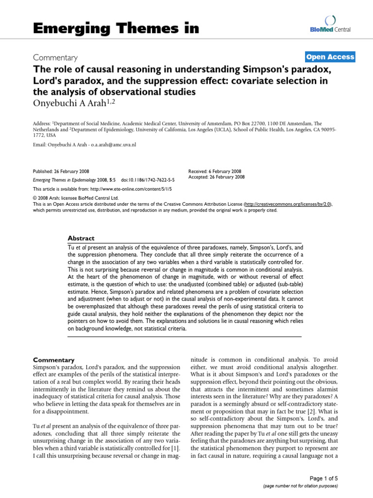 Simpson_s paradox | PDF | Causality | Confounding
