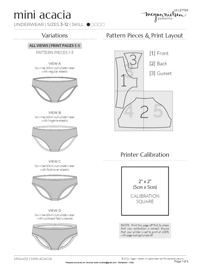 Mn4402 Mini Acacia Pattern PDF Usletter Layered | PDF | Sewing | Seam ...