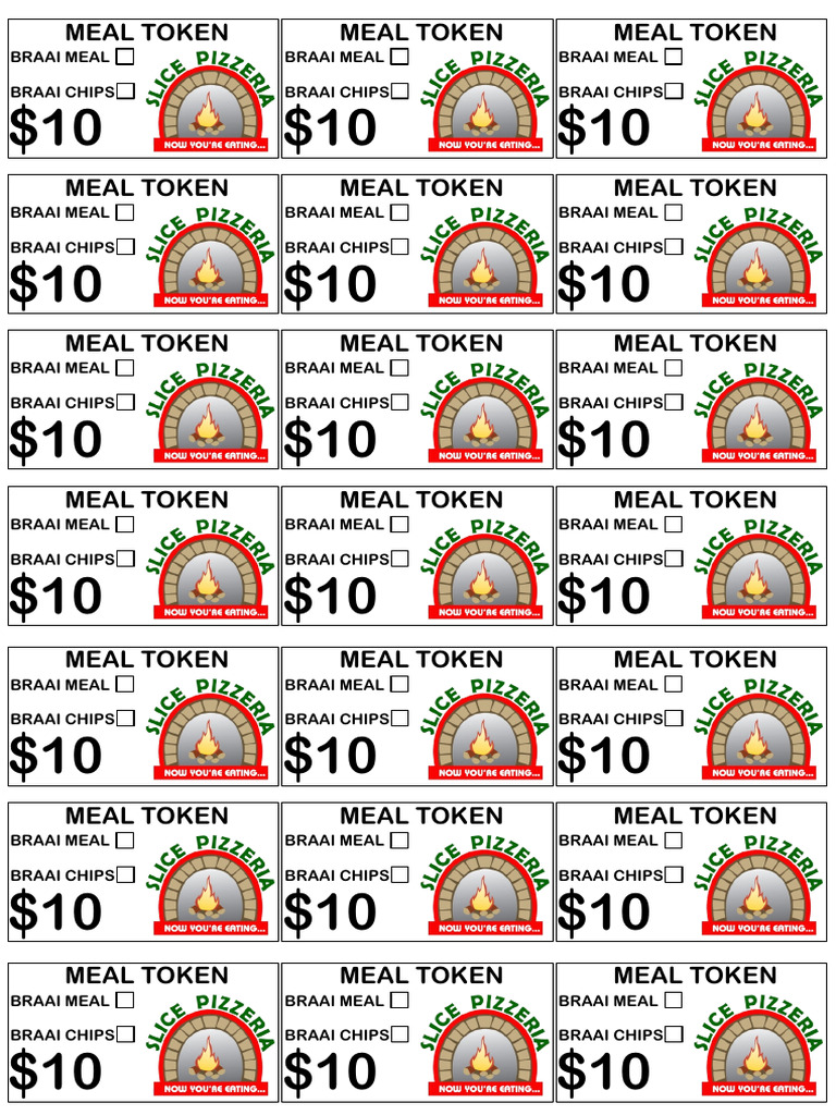 Meal Tokens | PDF | Hamburgers | Food And Drink Preparation