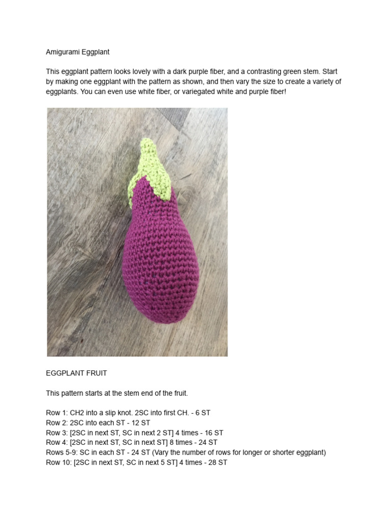 Amigurumi - Kitchen EGGPLANT | PDF | Needlework | Vegetables