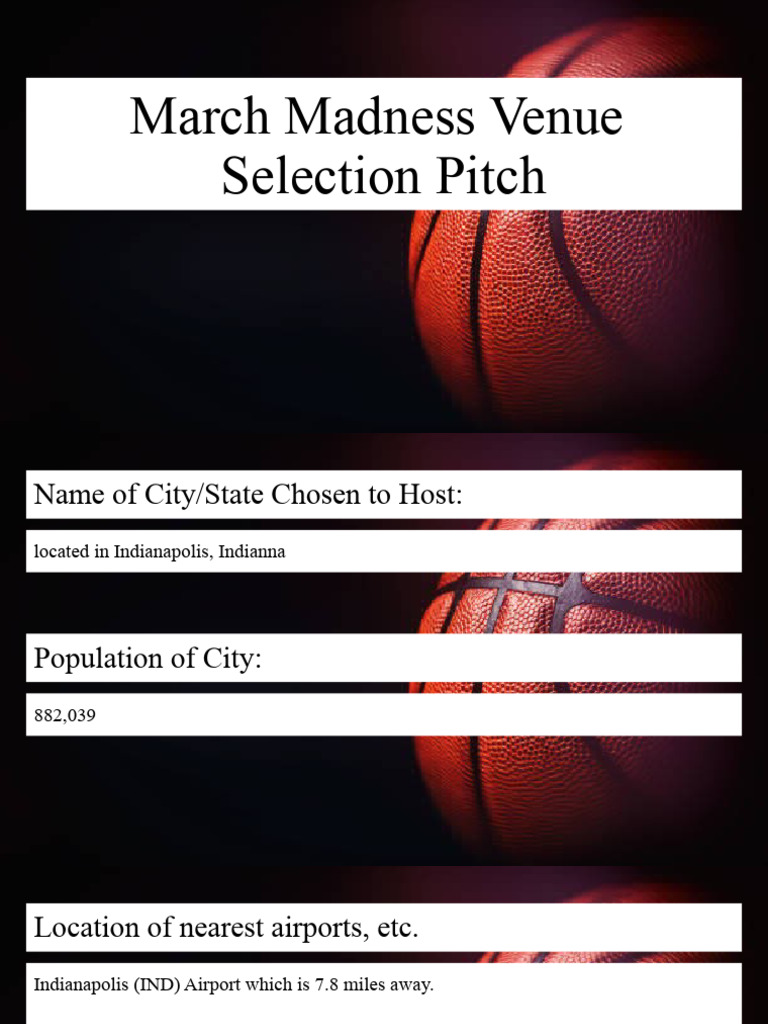 March Madness Venue Research and Pitch Template | PDF