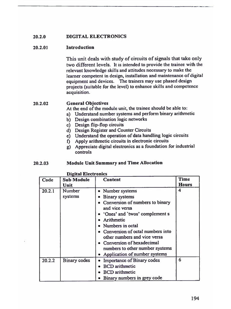Digital Electronics Course Outline | PDF