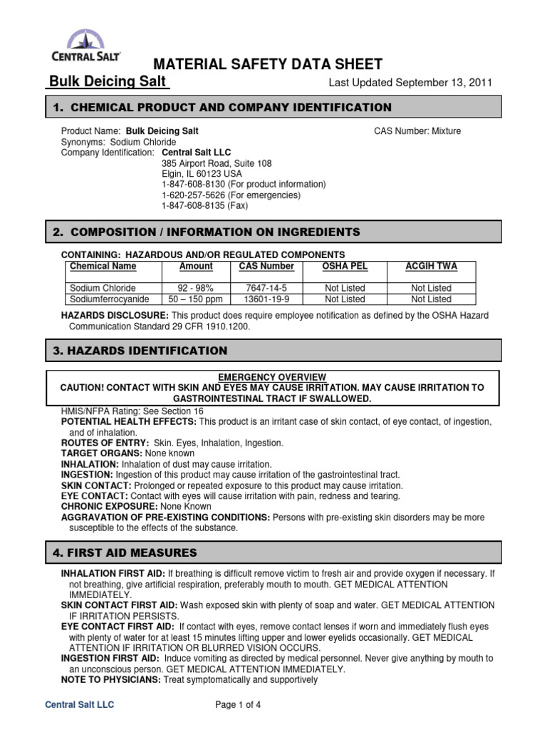 Bulkrocksalt Msds | Download Free PDF | Toxicity | Water