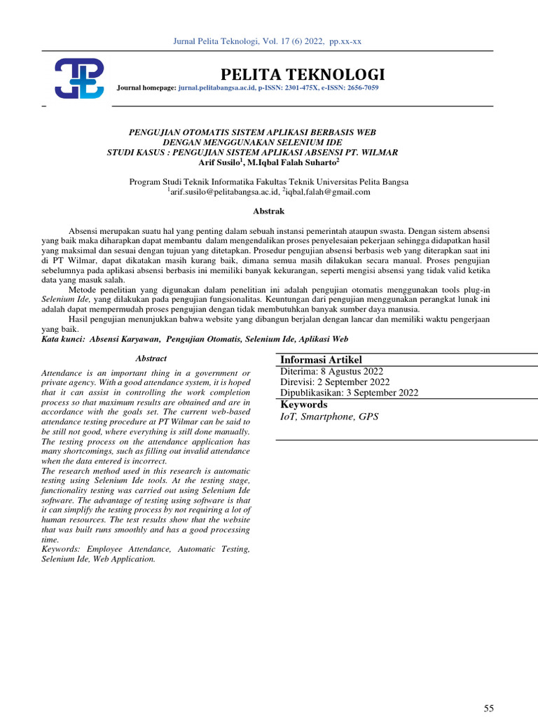 Pengujuan Sistem Otomatis Aplikasi Berbasis Web Dengan Menggunakan Selenium Ide Studi Kasus ...