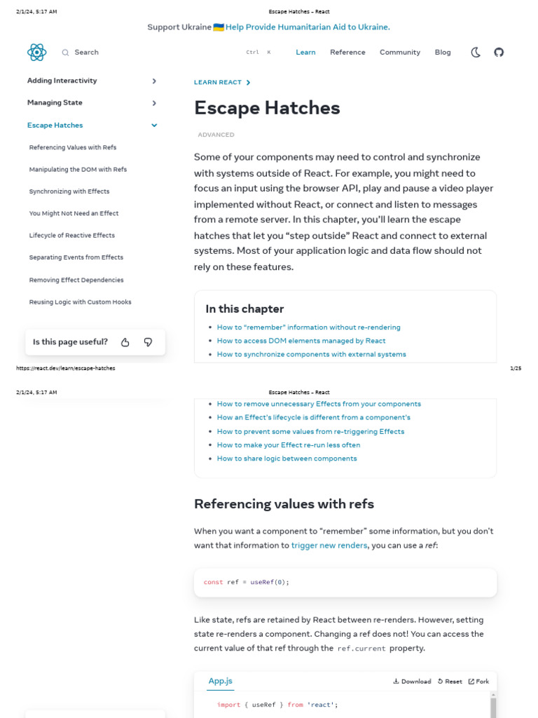 Escape Hatches - React | PDF | Document Object Model | Information Technology