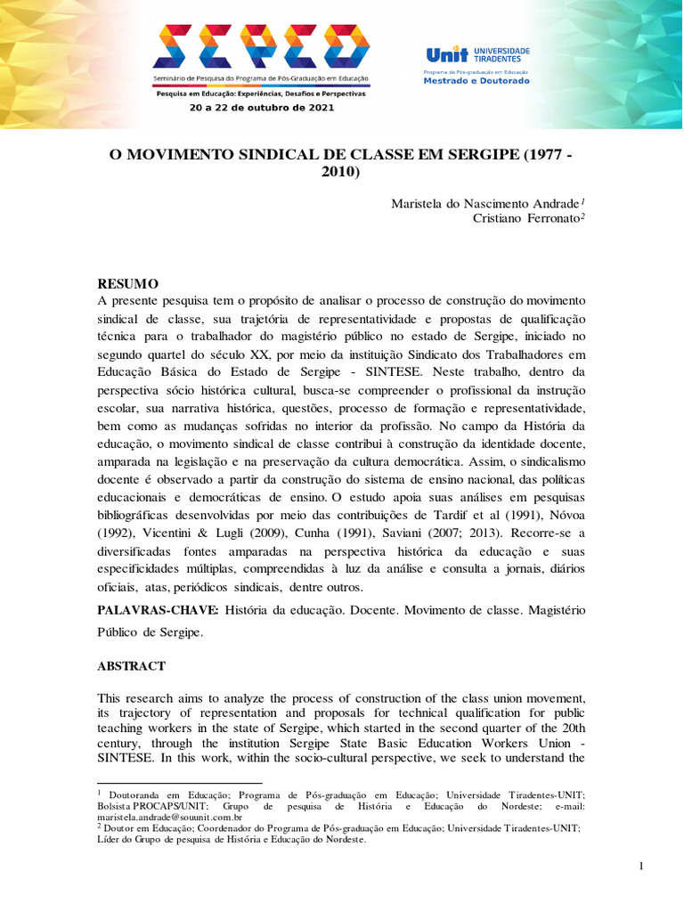 Ojsadmin,+seped-2021 +UNIT | PDF | Sindicato | Brasil