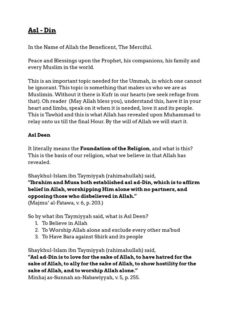 Asl - Din | PDF | God In Islam | Kafir