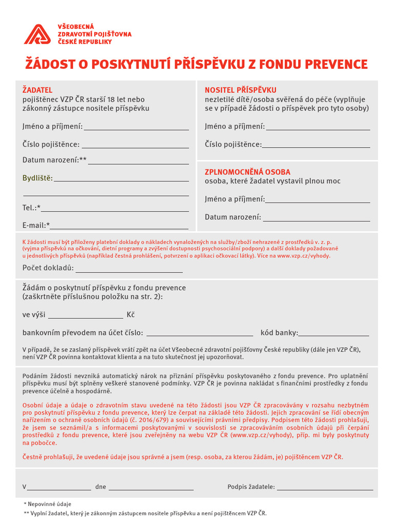 Zadost o Prispevek 2024 | PDF