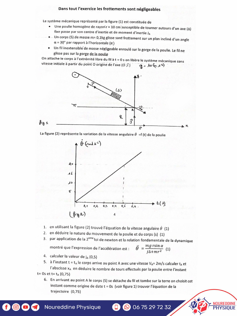 Mvt de Rotation + Projectile (Exercice) | PDF