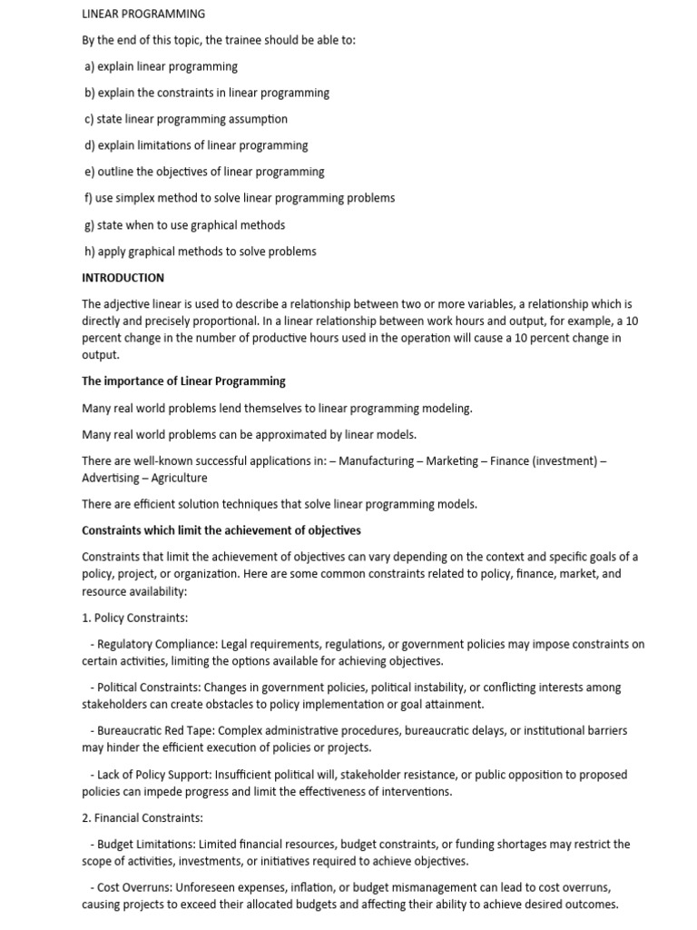 Linear Programming | PDF | Linear Programming | Policy