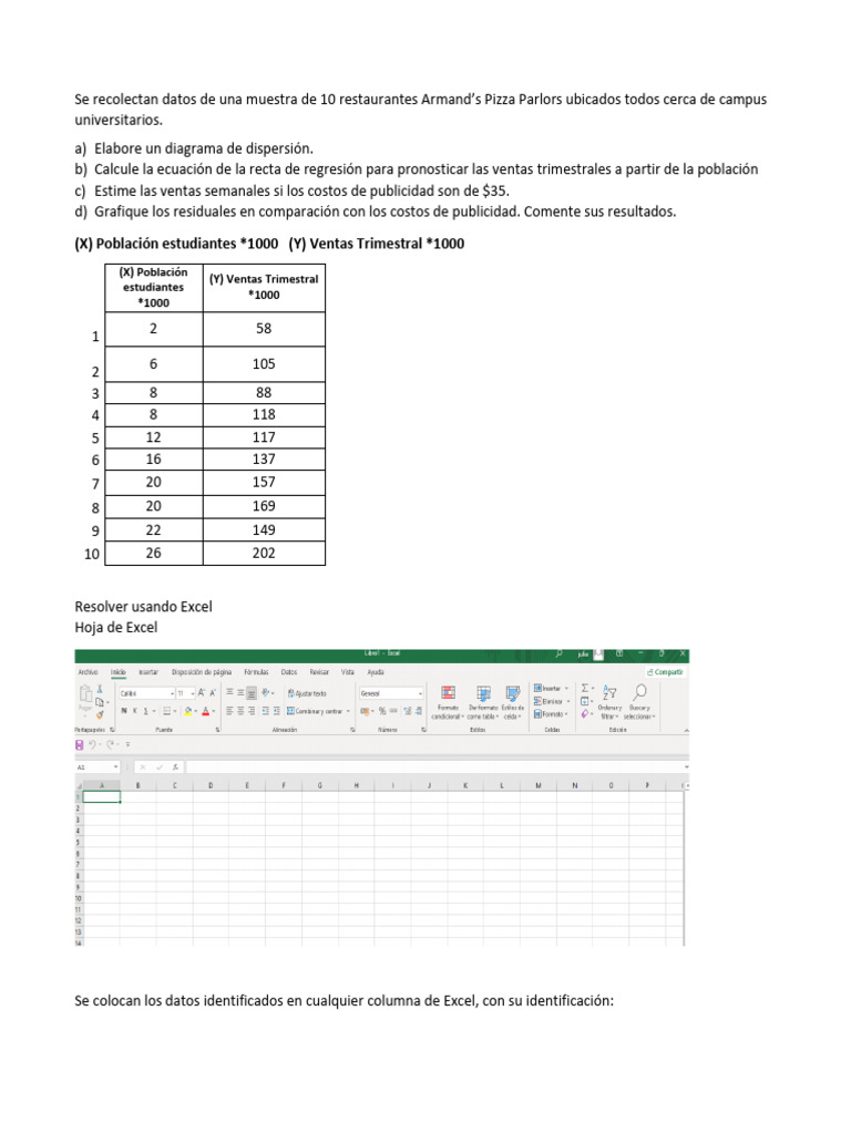Regresión lineal con Excel | PDF | Coeficiente de determinación | Diferencia