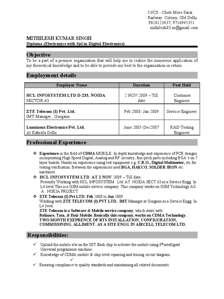 Mithilesh CV | PDF | Electronics | Delhi