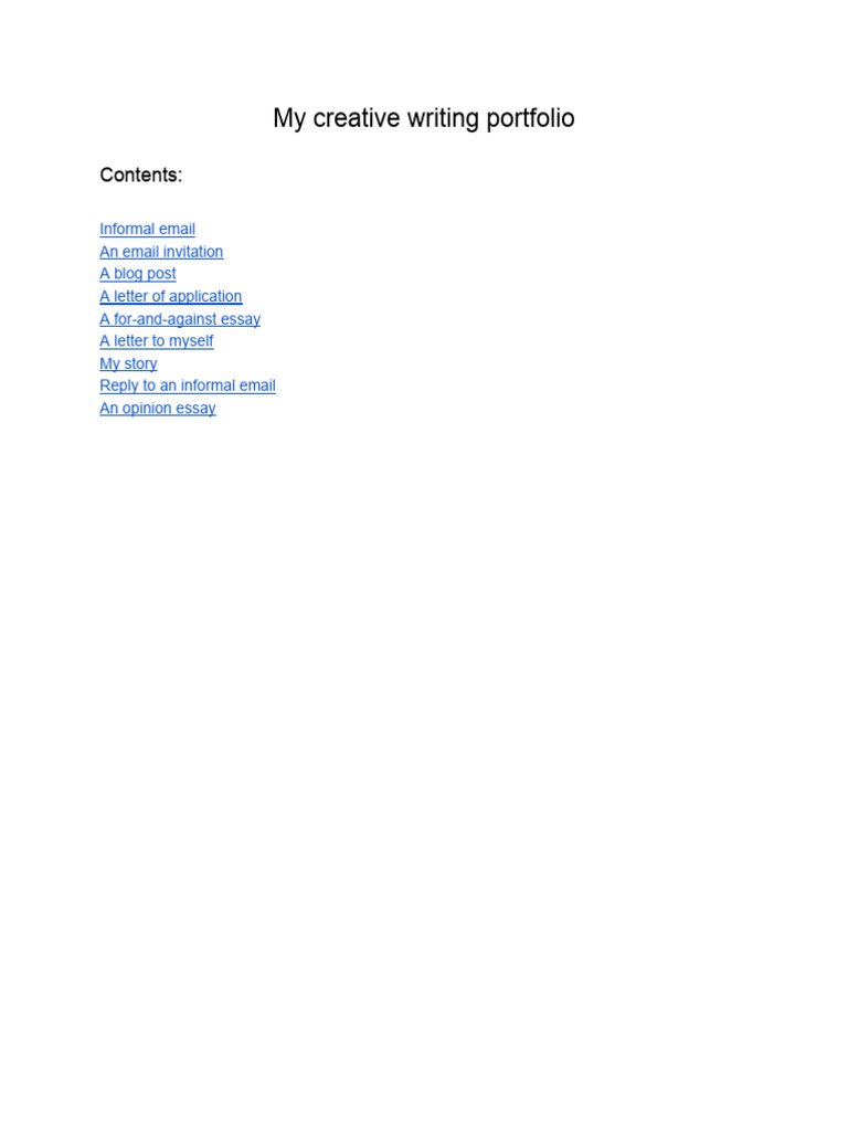 Creative Writing Portfolio Samples | PDF | Internet | English Language