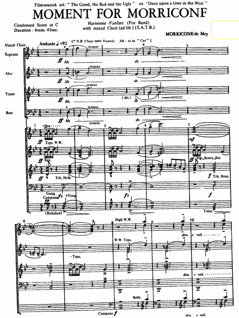 Moment for Morricone (Ennio Morricone _ Arr. Johan de Meij) | PDF