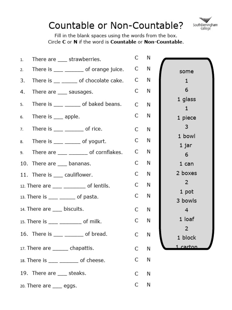 Adults 1 Countable Uncountable Pdf