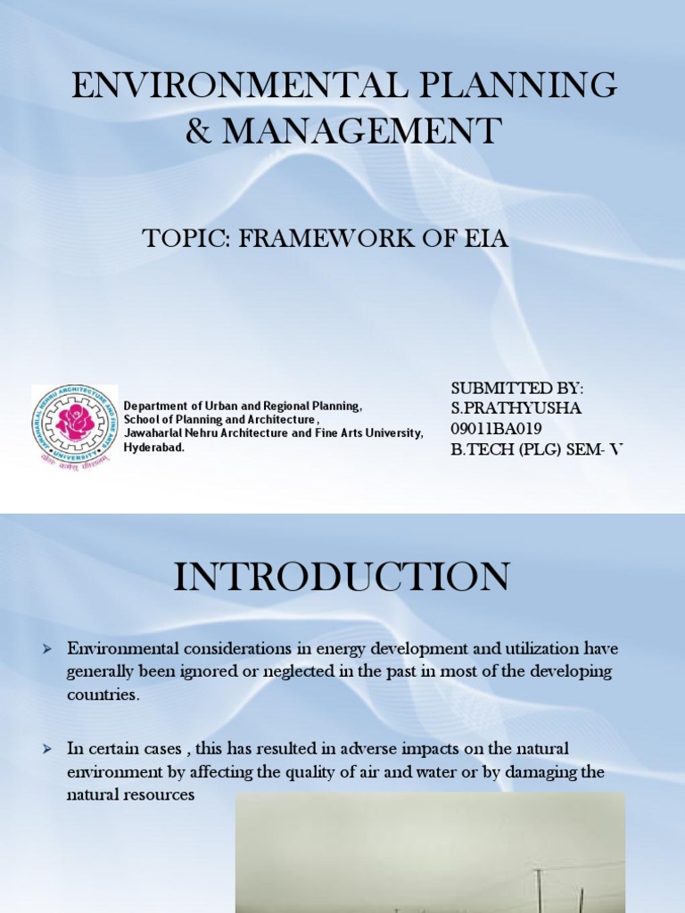 EIA Framework for Sustainable Development | PDF | Environmental Impact ...