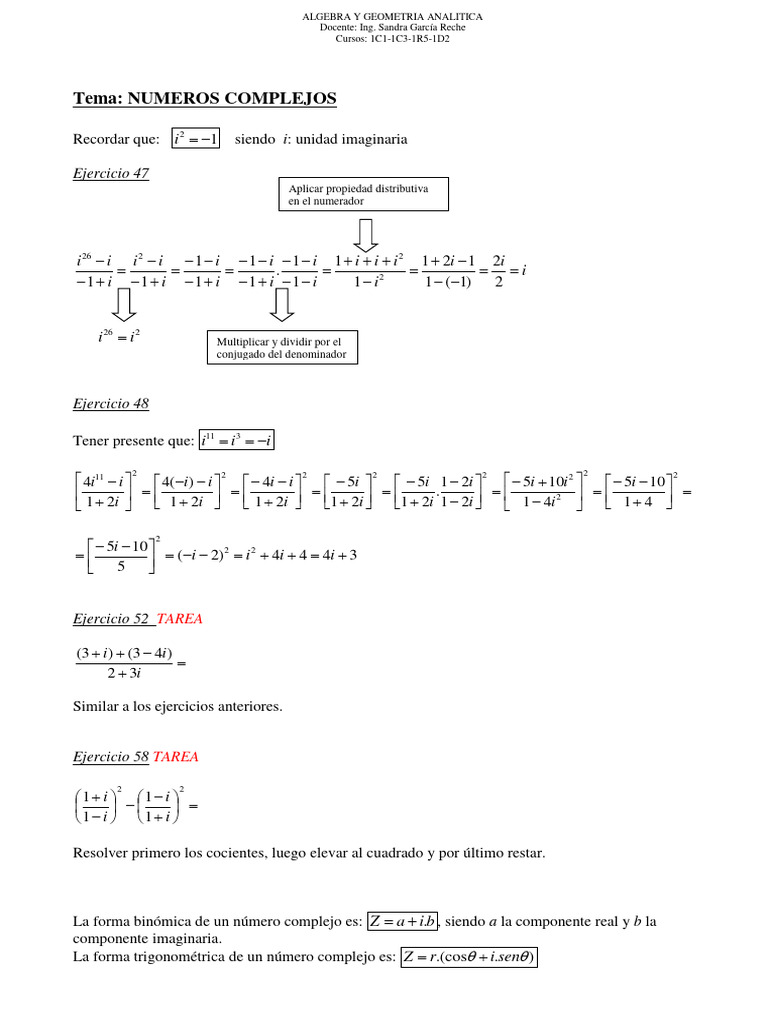 Algebra_Complejos_2020 | PDF | Número complejo | Números